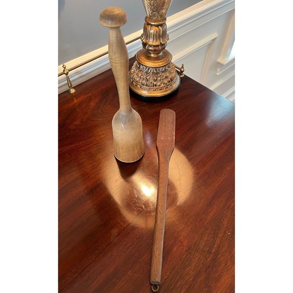 Kitchen | Antique Vintage Wooden Masher Pestle And Wood Butter Paddle ...